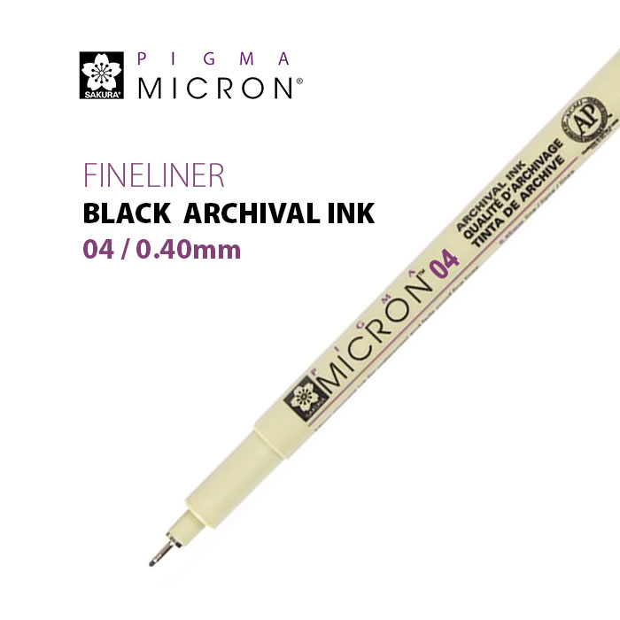 Pigma Microne Fineliner - Black - 04 - 0.40mm - PALETTE ART SUPPLIES